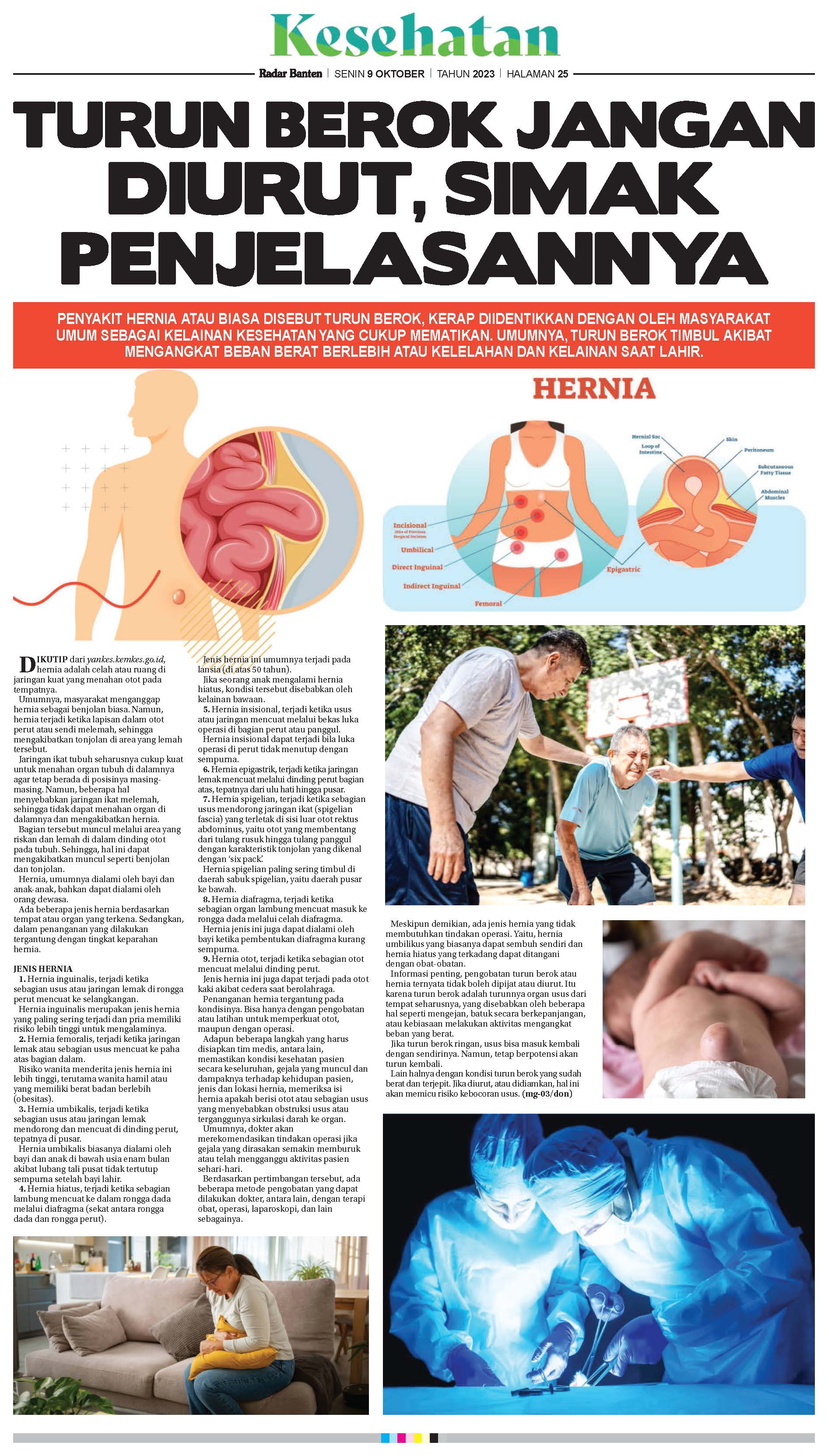 Turun Berok Jangan Diurut, Simak Penjelasannya - radarbanten.co.id